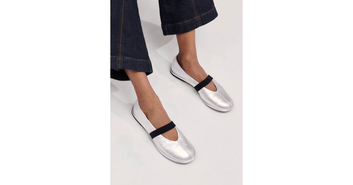 ME+EM Metallic Ballerina Flat in Black | Lyst
