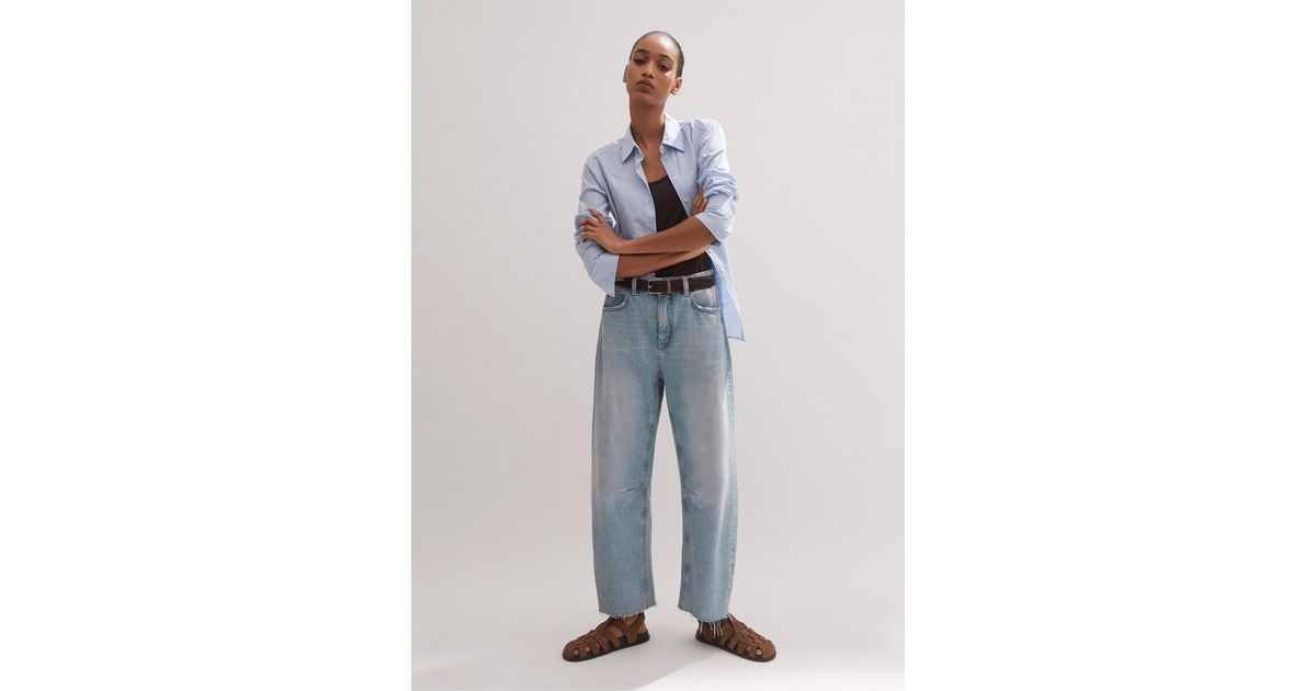 ME+EM Frayed Hem Engineered-Leg Jean in Blue | Lyst