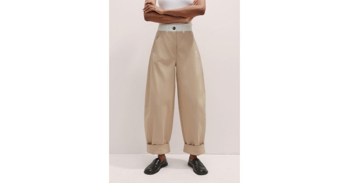 ME+EM Contrast Waist Tapered Chino in Natural | Lyst