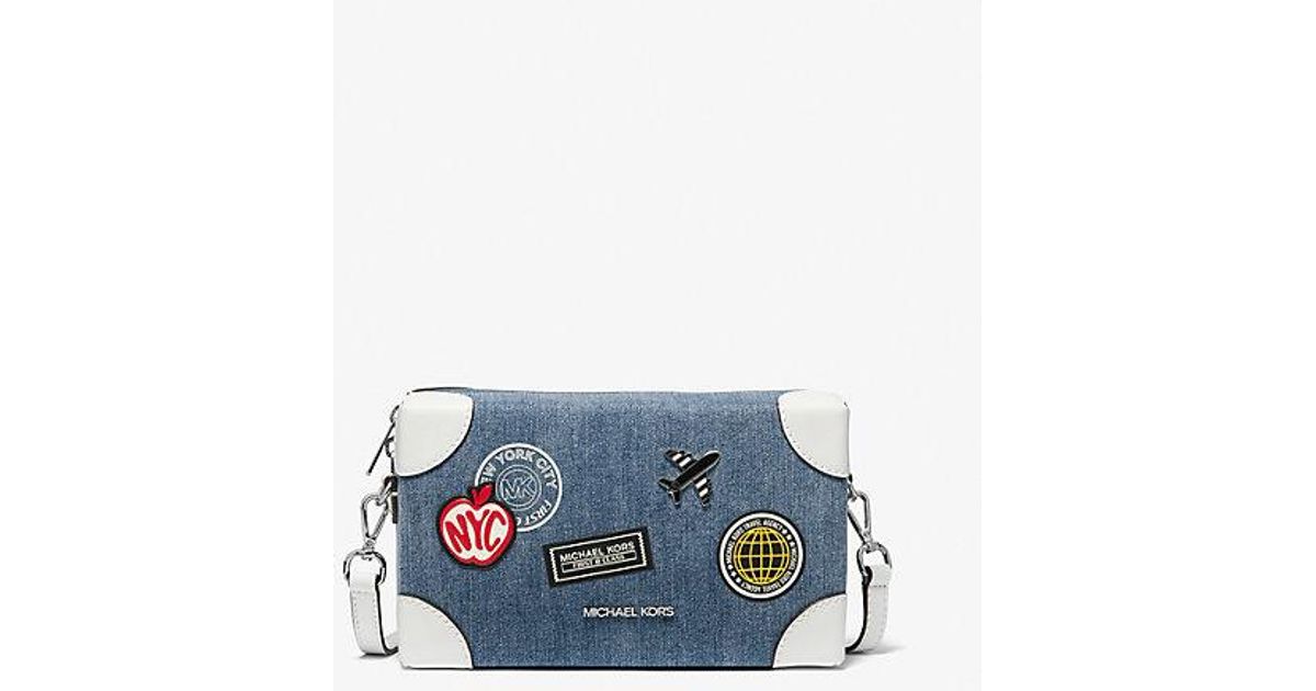 Michael Kors Jeanie Small Embellished Denim Crossbody Bag in Blue | Lyst