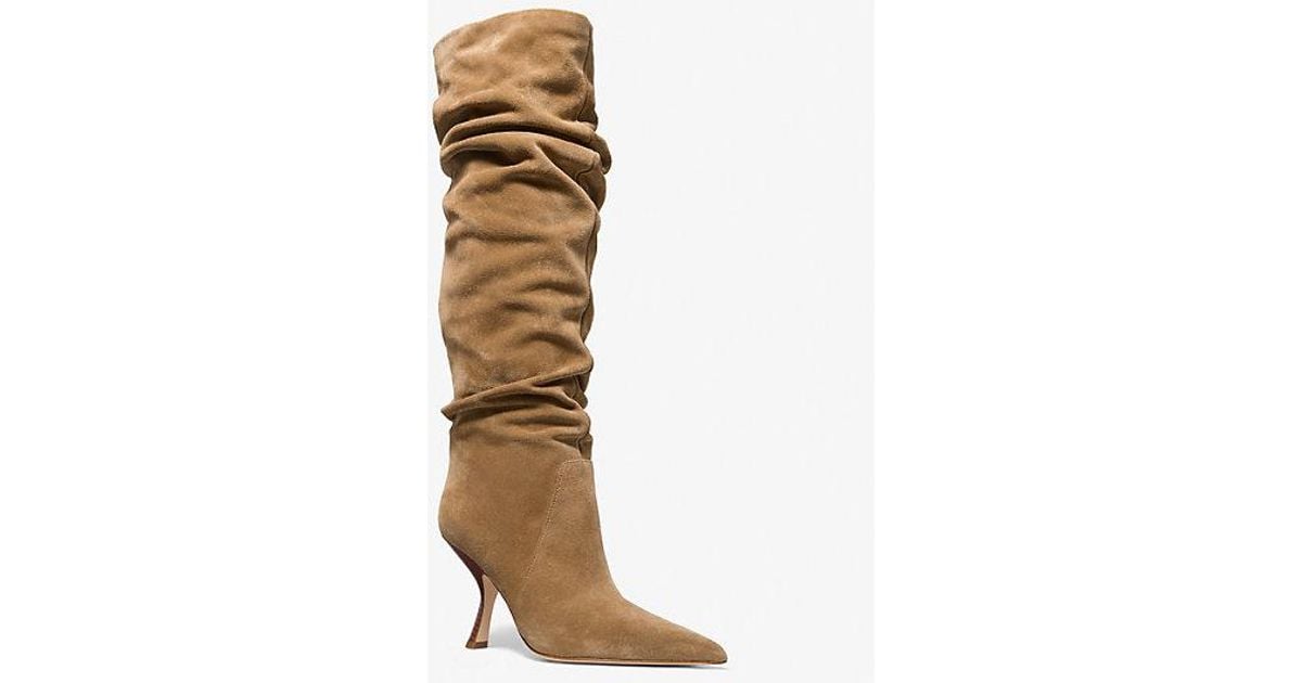MICHAEL Michael Kors Mk Luna Suede Boot in White | Lyst