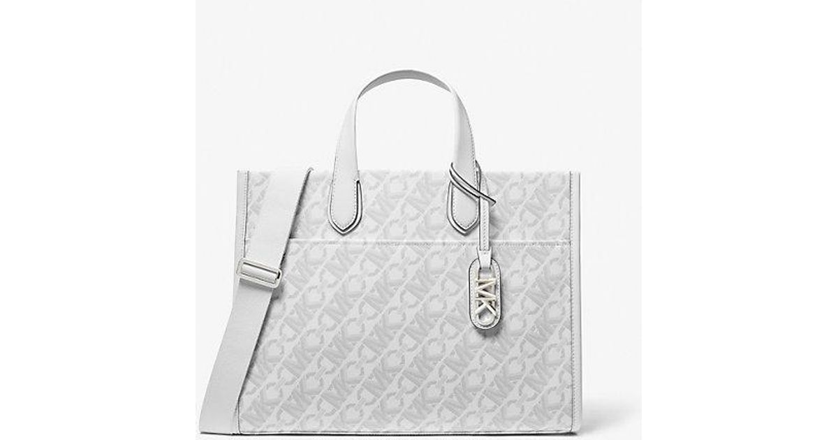 MICHAEL Michael Kors Gigi Large Empire Signature Logo Tote Bag in White ...