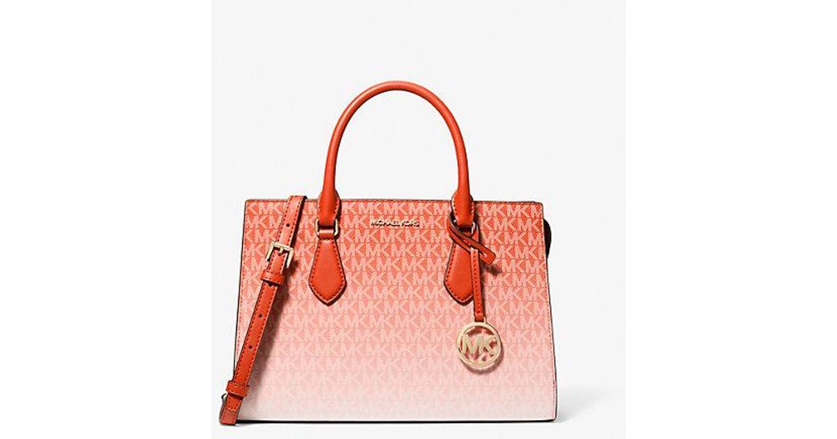 Michael Kors Sheila Medium Ombré Signature Logo Satchel in Pink | Lyst