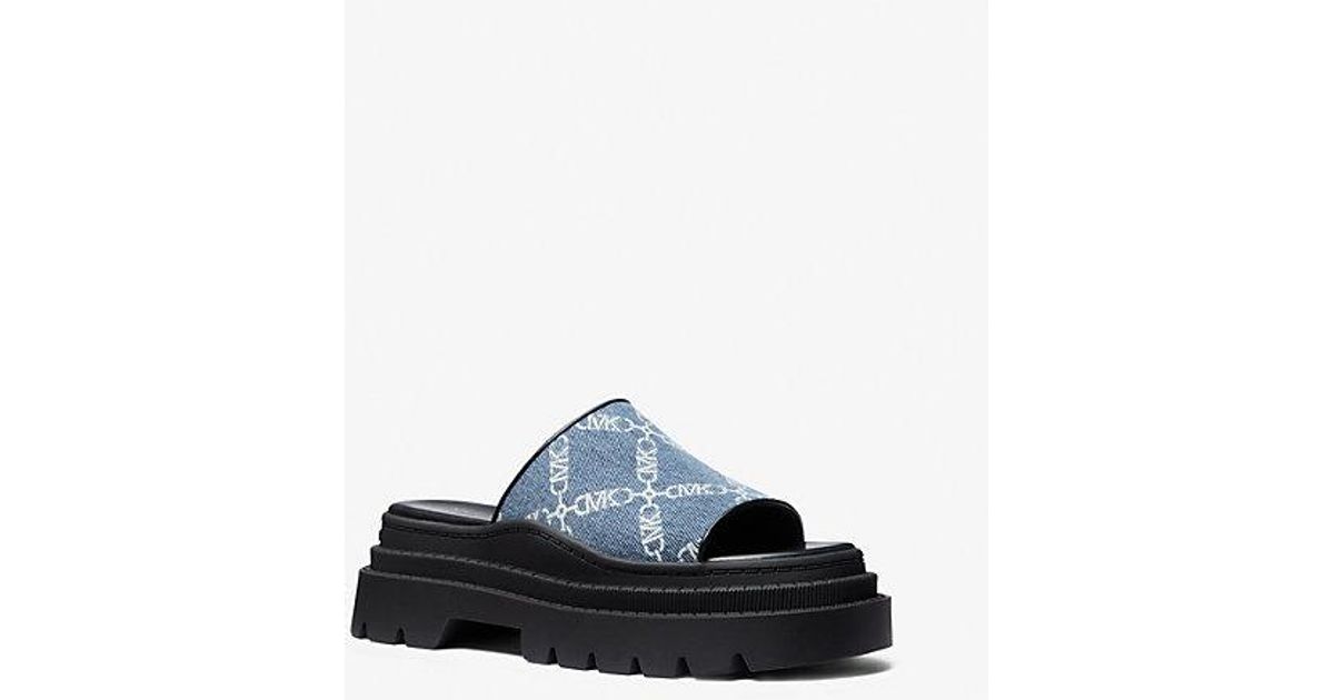 MICHAEL Michael Kors Mk Kendra Empire Diamond Jacquard Denim Slide ...