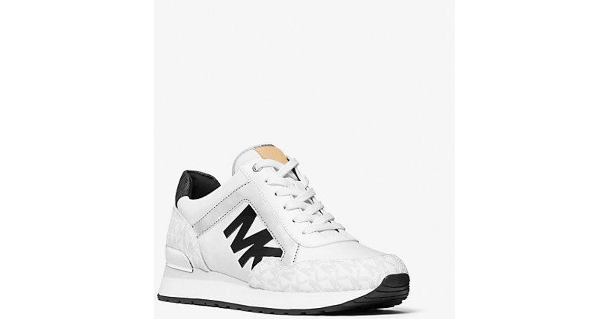 Michael Kors Maddy Two-Tone Logo Trainer in White | Lyst