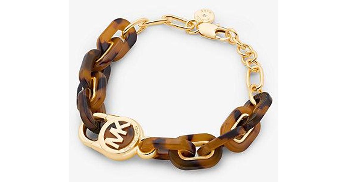 Michael Kors Gold-tone Plated Brass And Acetate Chain Bracelet in White ...