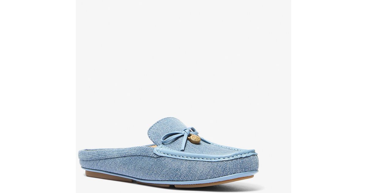 MICHAEL Michael Kors Mk Greta Denim Mule in White | Lyst UK