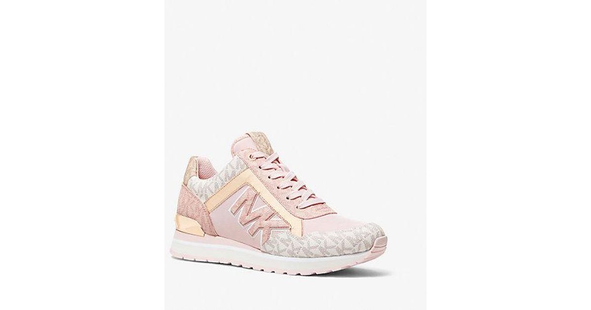 Michael Kors Maddy Two-tone Logo And Mesh Trainer in Pink | Lyst