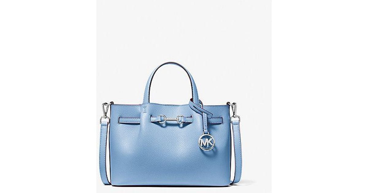 Michael Kors Carson Small Pebbled Leather Satchel in Blue | Lyst
