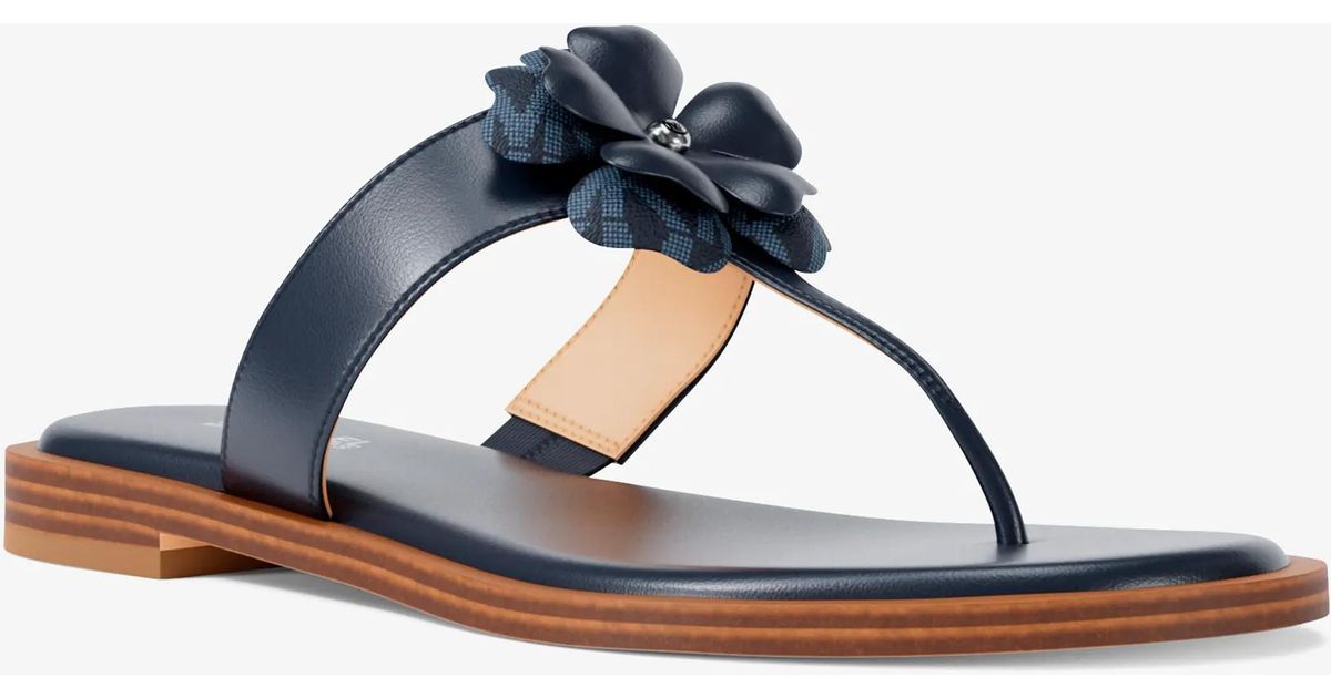 Michael Kors Callie Embellished Signature Logo Trim Thong Sandal in ...