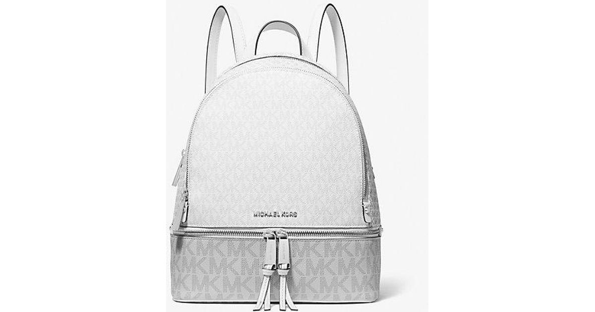 Michael Kors Mk Rhea Medium Color-Block Logo Backpack in Gray | Lyst
