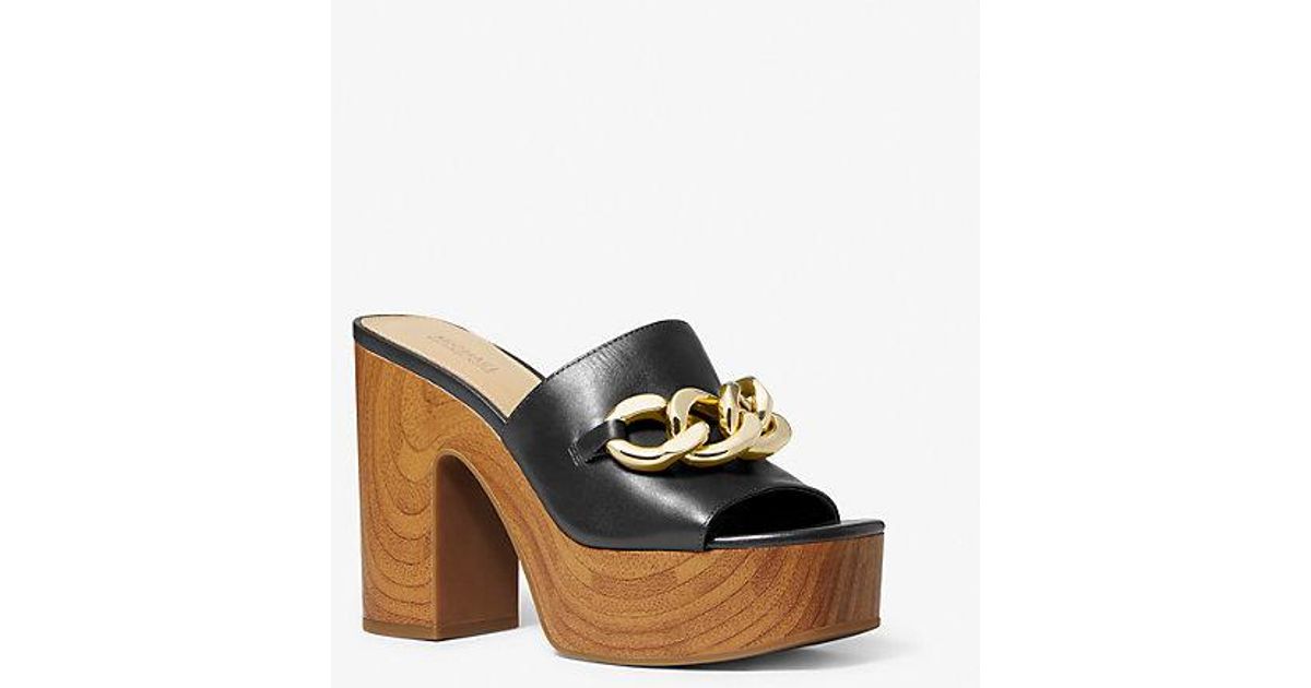 Michael Kors Scarlett Leather Platform Mule in Black | Lyst