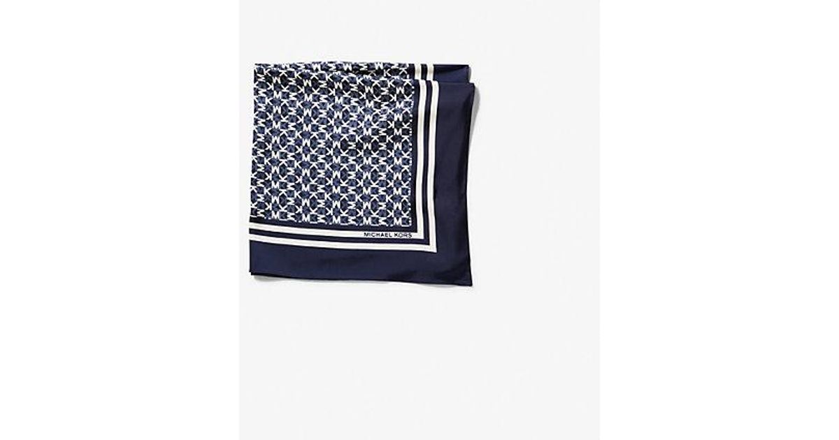 Michael Kors Signature Logo Satin Scarf in Blue | Lyst