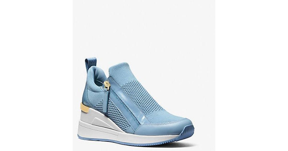 Michael Kors Willis Stretch Knit Trainer in Blue | Lyst