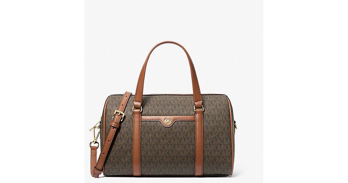 Michael Kors Jet Set Travel Medium Signature Logo Duffel Crossbody Bag ...