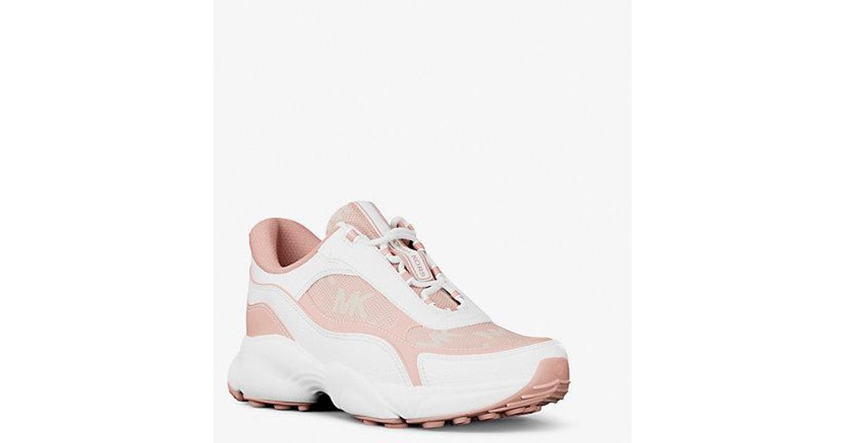 Michael Kors Katrina Mixed-Media Trainer in White | Lyst