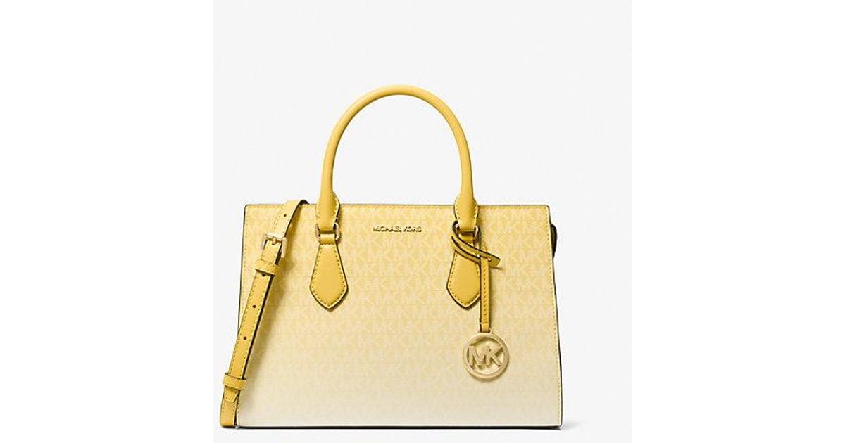 Michael Kors Sheila Medium Ombré Signature Logo Satchel in Metallic | Lyst