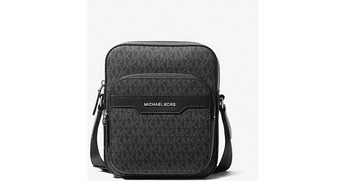 Michael Kors Hudson Mini Signature Logo Flight Bag in Black for Men | Lyst