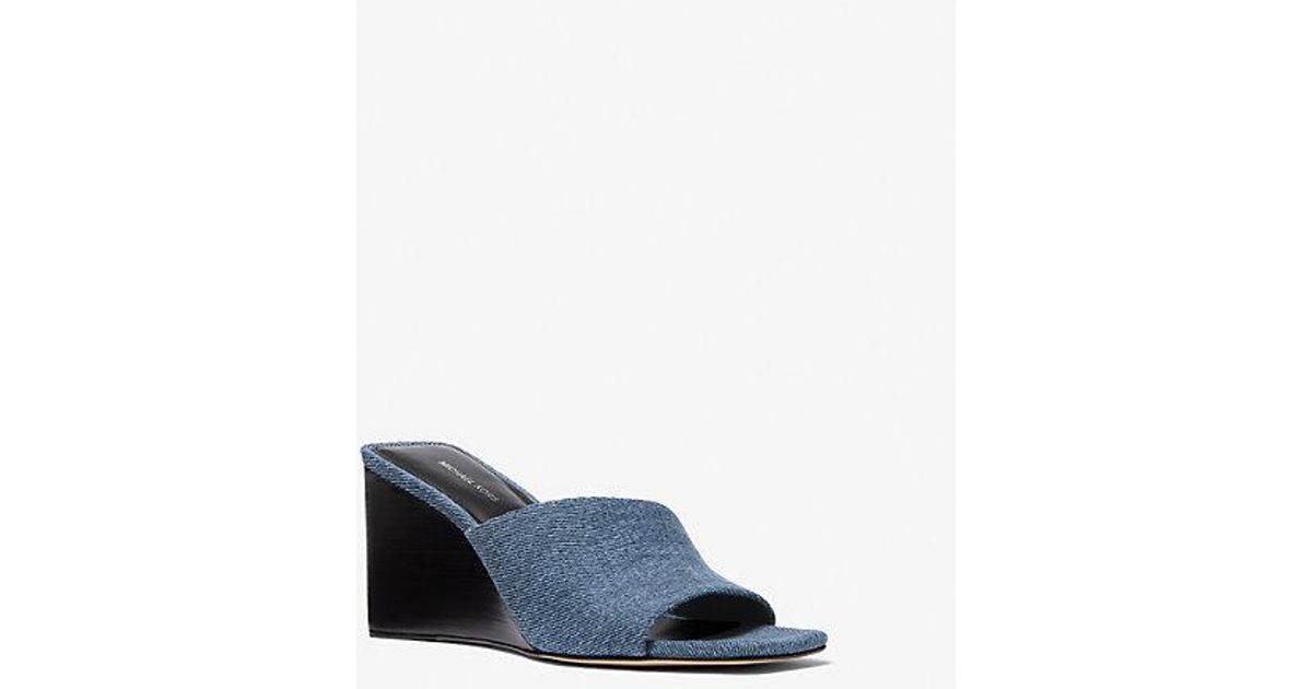 Michael Kors Merriam Denim Wedge Sandal in Blue | Lyst