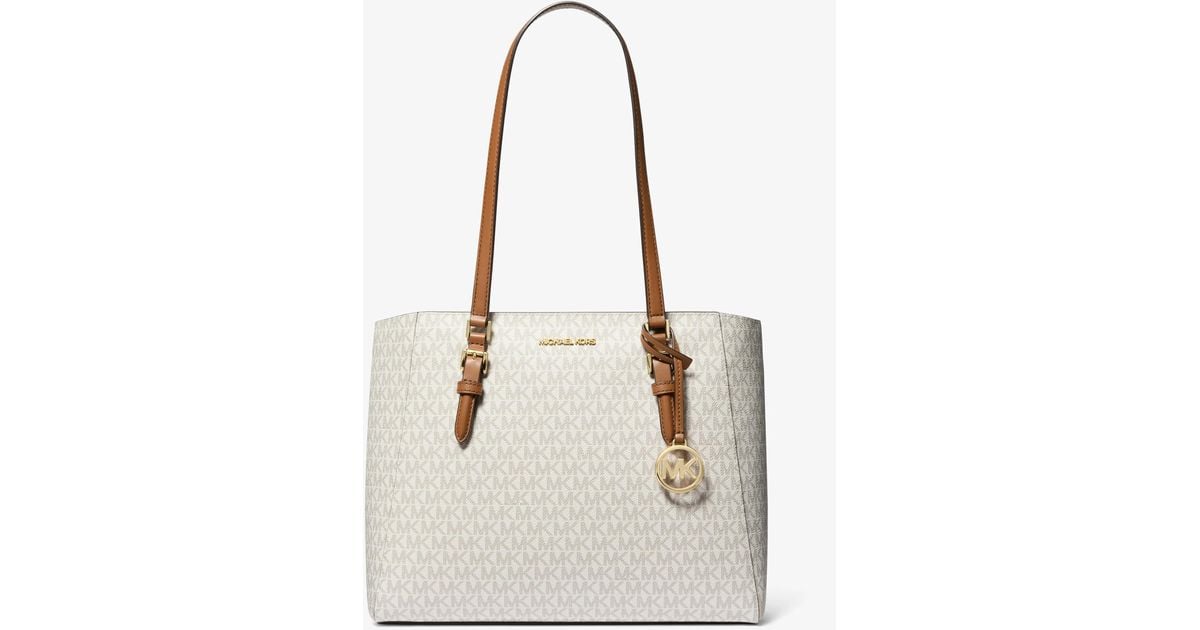 Michael Kors Charlotte Large 3-In-1 Signature Logo Tote Bag in White | Lyst
