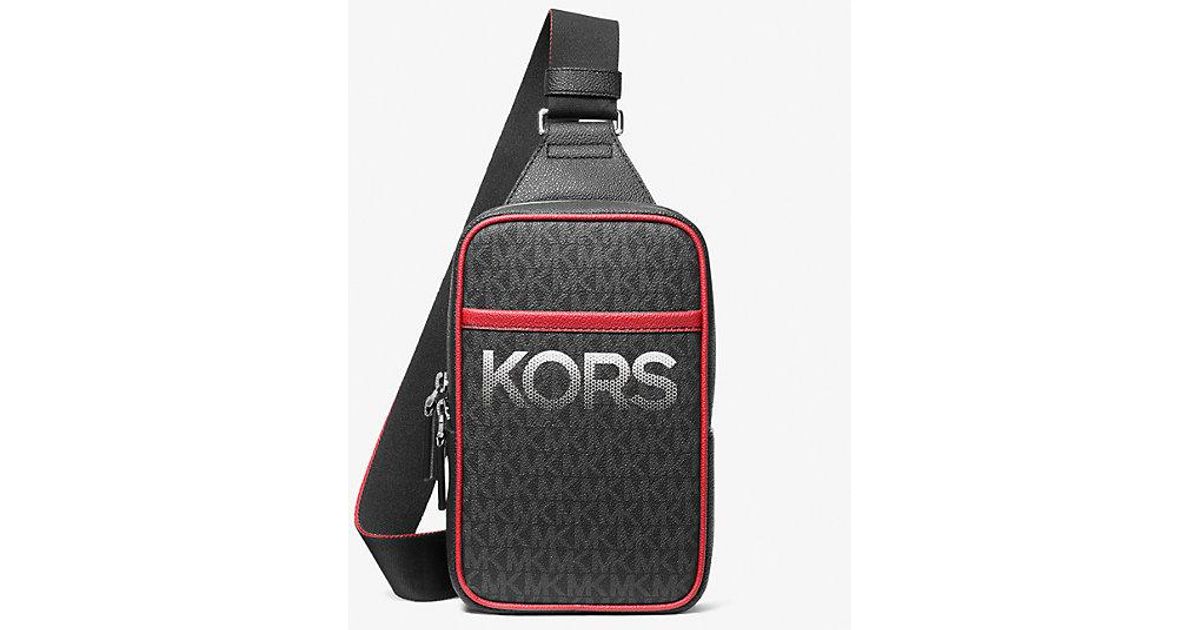 Michael Kors Cooper Medium Kors Logo Sling Pack in Black for Men | Lyst