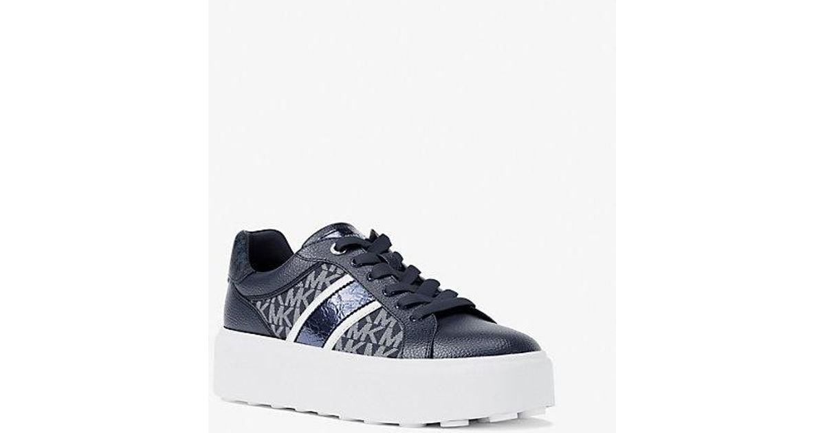 Michael Kors Romey Signature Logo Stripe Platform Sneaker in Blue | Lyst