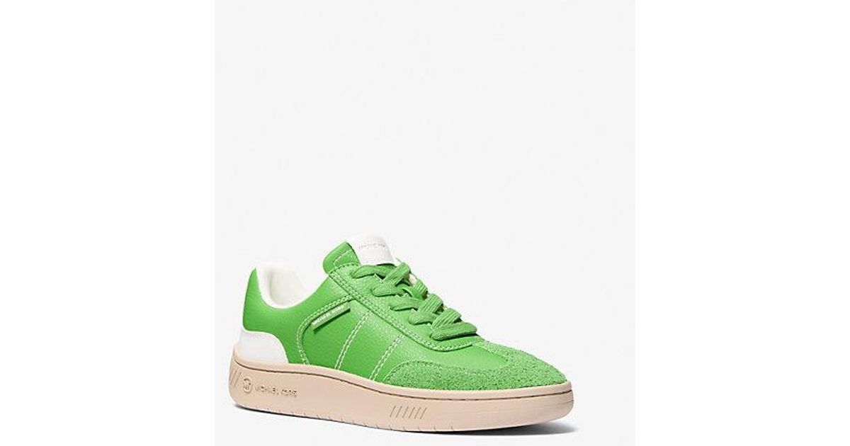 Michael Kors Kai Mixed-Media Sneaker in Green | Lyst