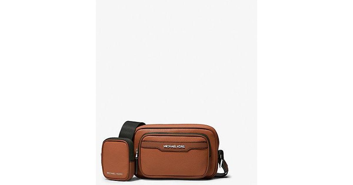 Michael Kors Cooper Pebbled Leather Camera Bag in Brown for Men | Lyst