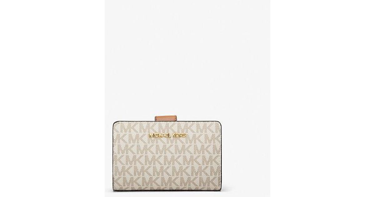 Michael Kors Medium Signature Logo Wallet in Natural | Lyst