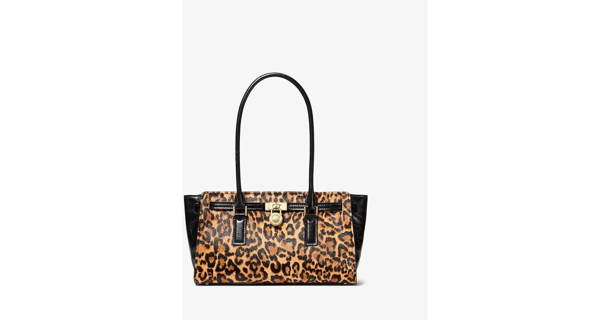 Michael Kors Mk Hamilton Moderne Small Leopard Print Calf Hair Satchel ...