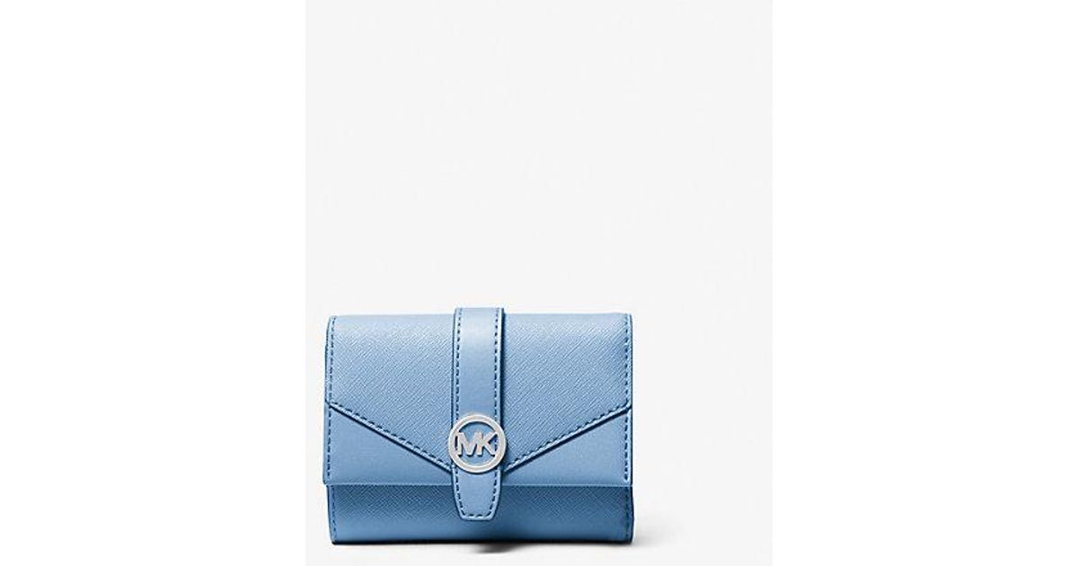 Michael Kors Greenwich Medium Leather Trifold Wallet in Blue | Lyst