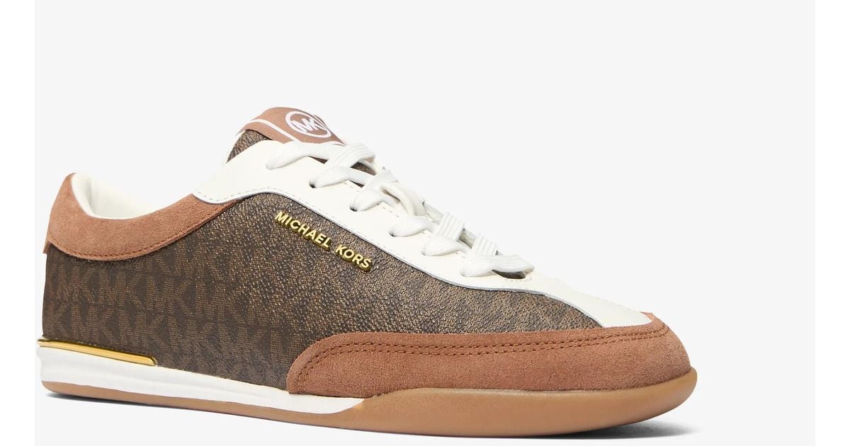 MICHAEL Michael Kors Mk Nolan Signature Logo Trainers in Brown | Lyst UK
