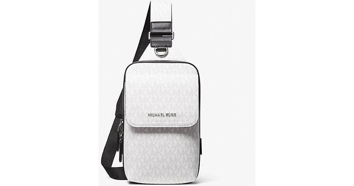 Michael Kors Hudson Signature Logo Sling Pack in White for Men | Lyst