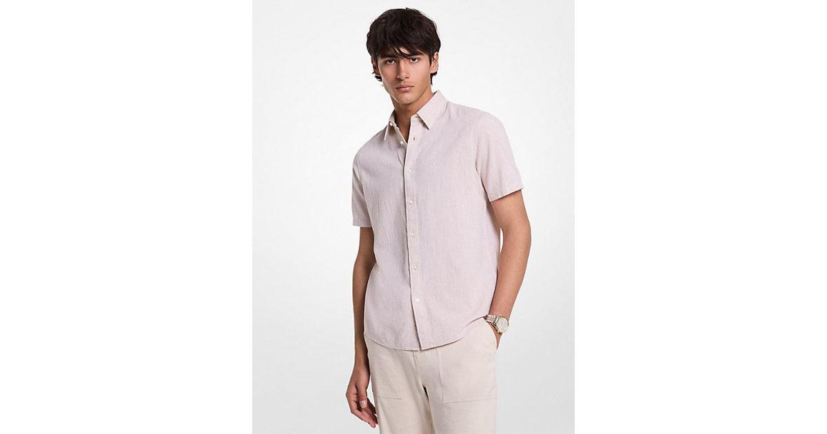 Michael Kors Dot Linen And Cotton Shirt in Pink for Men | Lyst