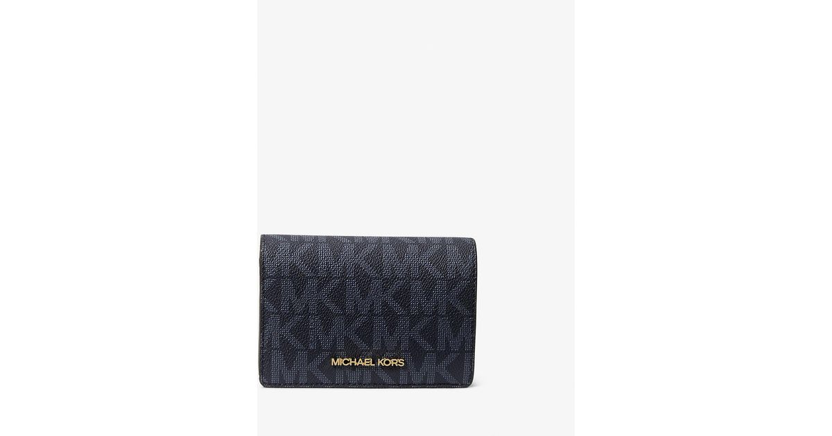 Michael Kors Outlet Mk Jet Set Medium Signature Logo Wallet in Blue ...