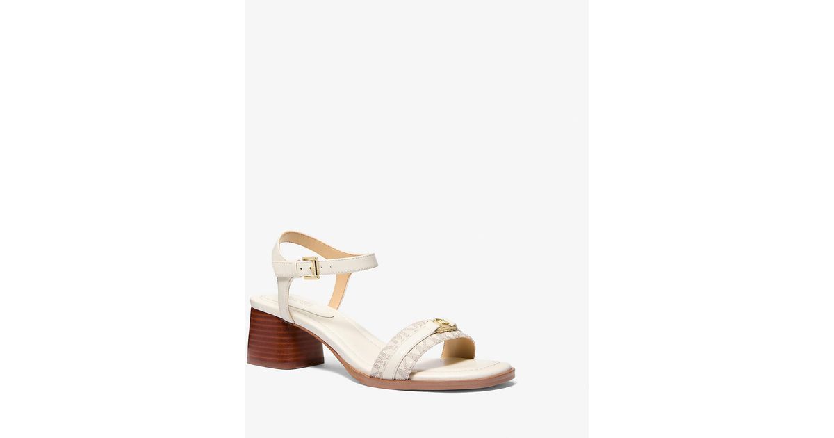 MICHAEL Michael Kors Mk Mandy Signature Logo And Leather Sandal in ...