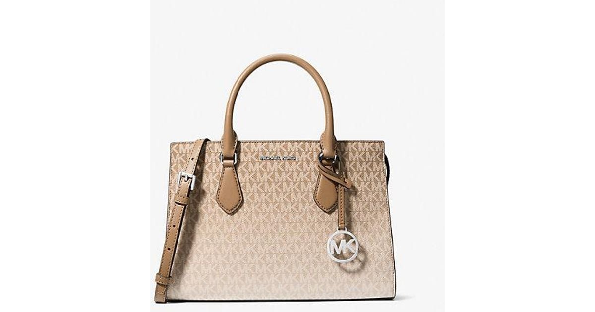 Michael Kors Sheila Medium Ombré Signature Logo Satchel in Natural | Lyst