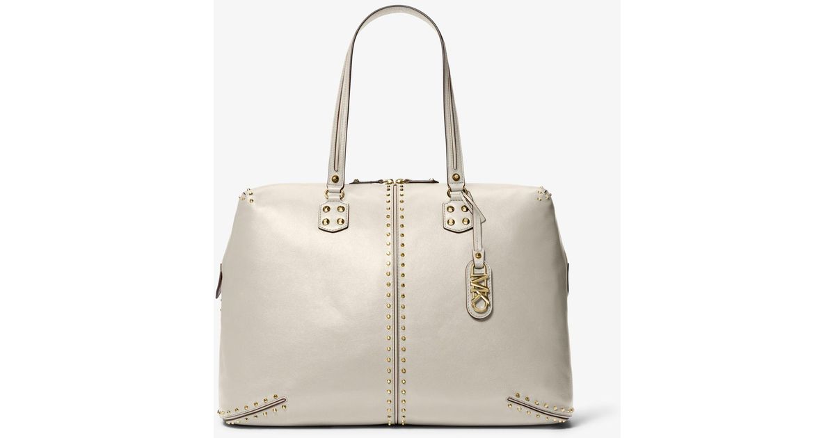 Michael Kors Mk Astor Extra-Large Studded Leather Weekender Bag in ...