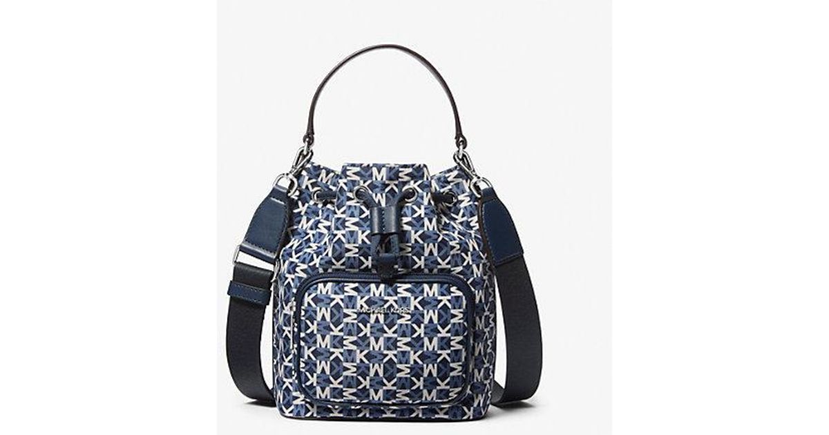 Michael Kors Khai Small Signature Logo Bucket Bag in Blue | Lyst