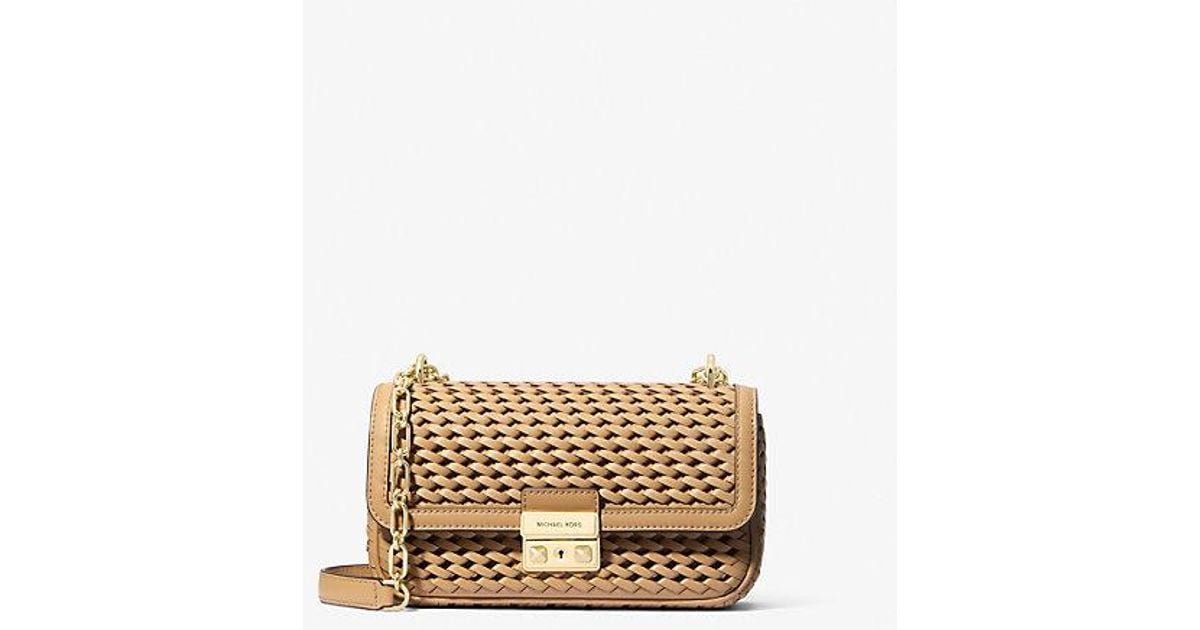 Michael Kors Mk Tribeca Small Hand-Woven Leather Shoulder Bag in ...