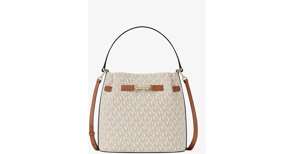 Michael Kors Outlet Mk Carson Medium Signature Logo Convertible Bucket ...
