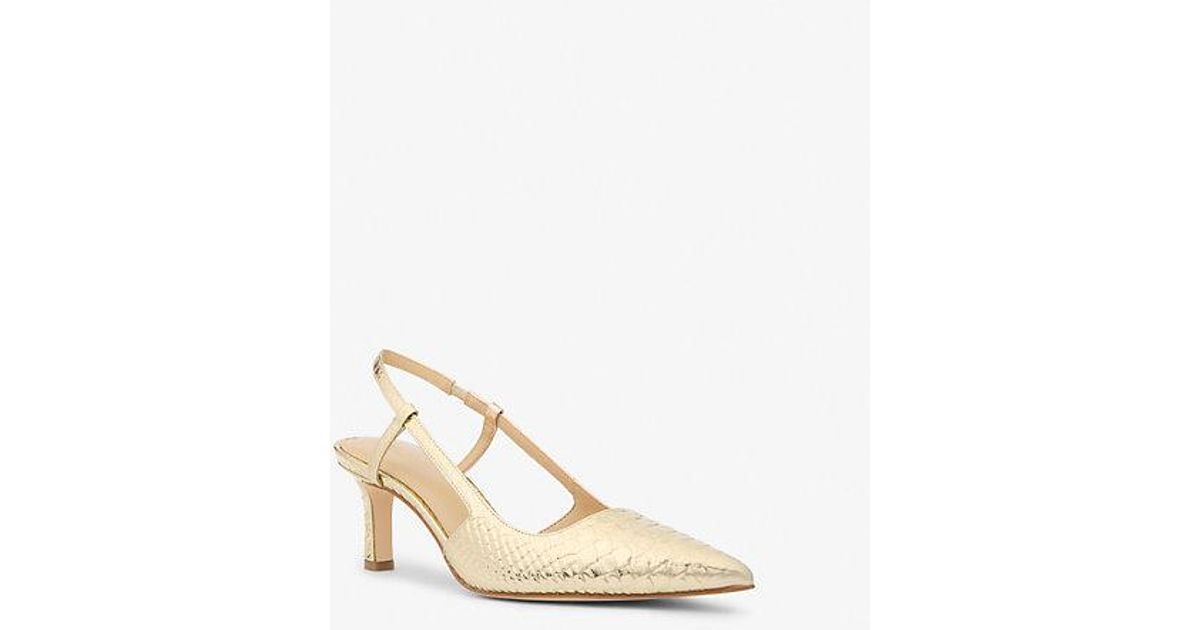 MICHAEL Michael Kors Mk Alora Metallic Snake Embossed Leather Slingback ...