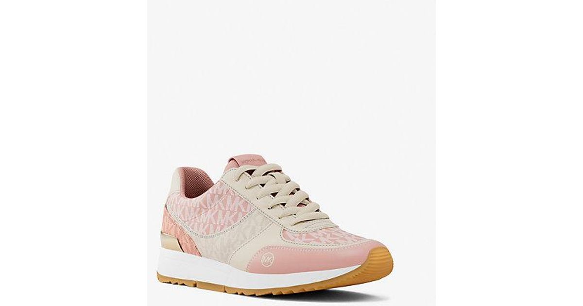 Michael Kors Andi Mixed-Media Trainer in Pink | Lyst