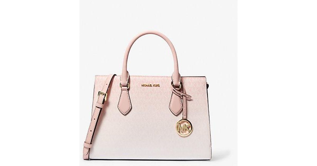 Michael Kors Sheila Medium Ombré Signature Logo Satchel in Pink | Lyst