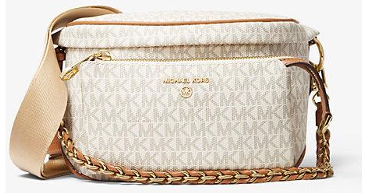 MICHAEL Michael Kors Mk Slater Medium Logo Sling Pack in Natural | Lyst