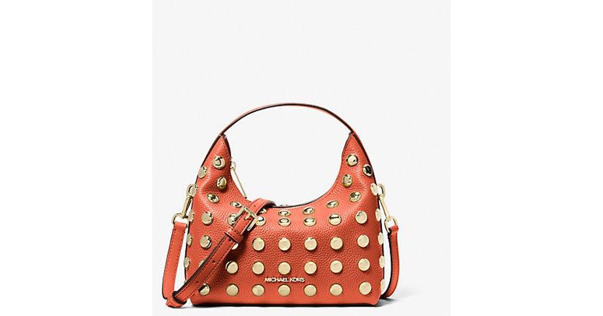 Michael Kors Ember Small Embellished Pebbled Leather Messenger Bag in ...