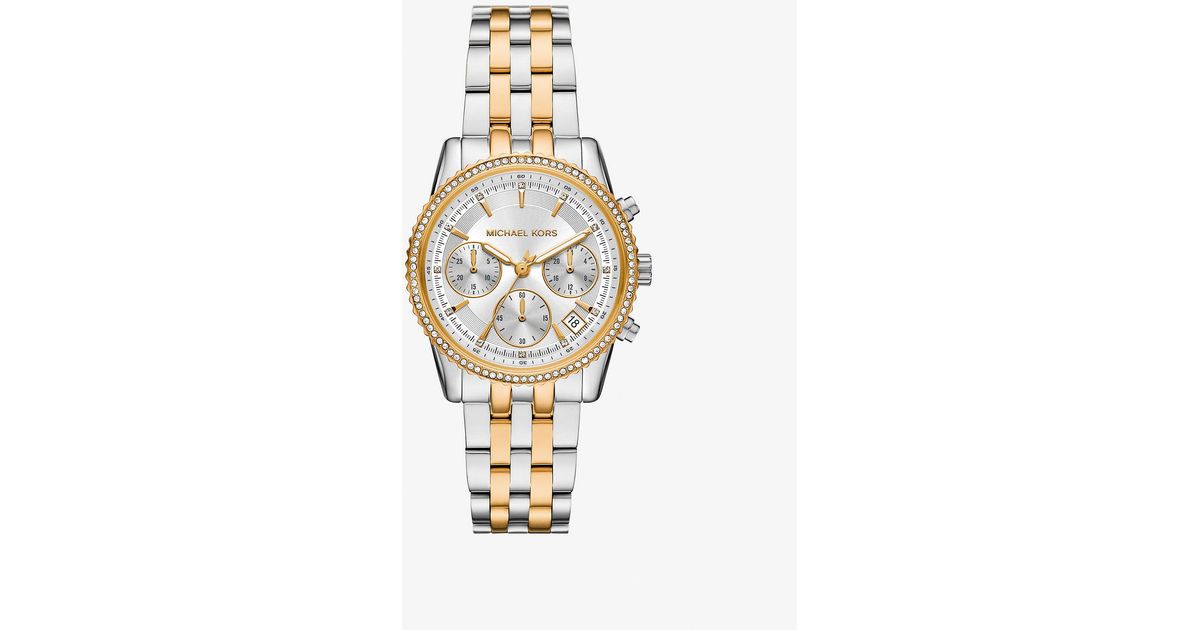 Michael Kors Mk Mini Ritz Pavé Two-Tone Watch in Metallic | Lyst UK