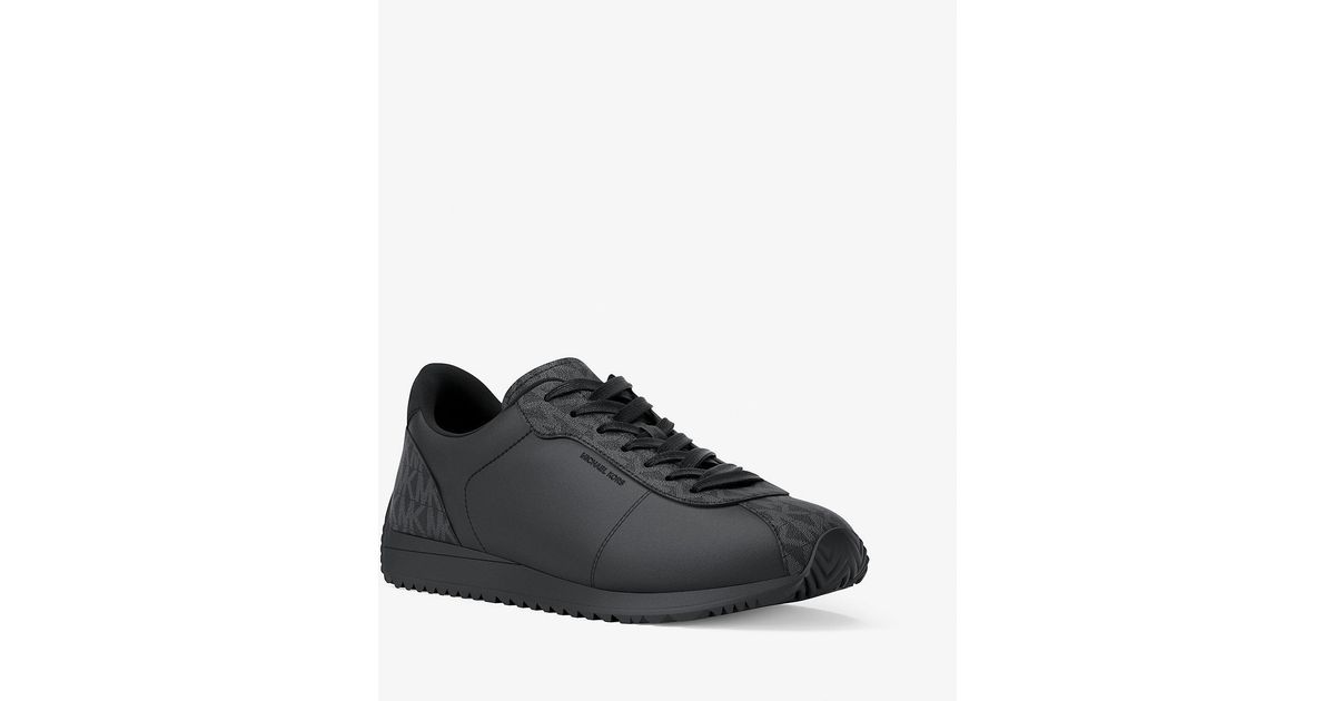 Michael Kors Mk Rhodes Signature Logo And Leather Trainer in Black for ...