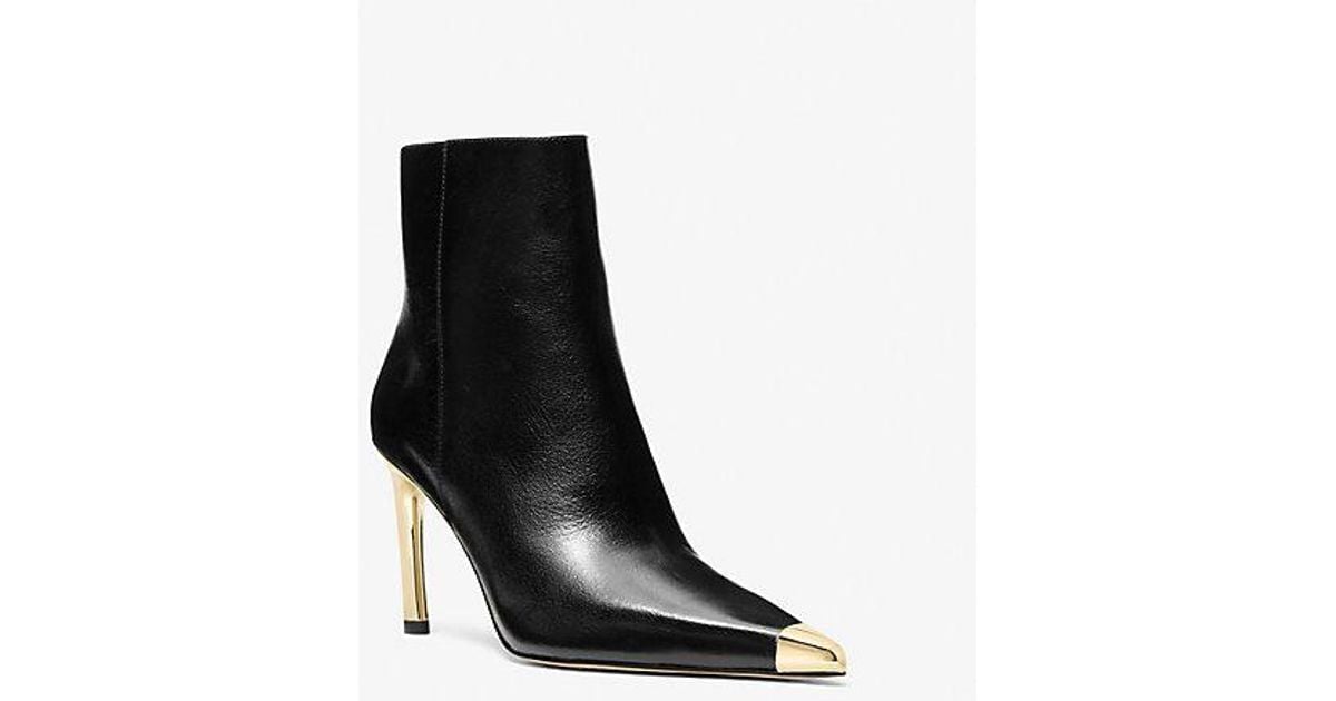 Michael Kors Kasia Leather Boot in Black | Lyst