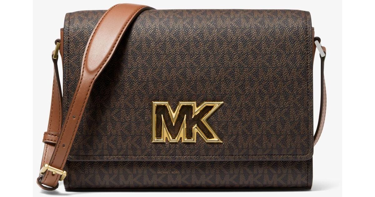 Michael Kors Mimi Medium Logo Messenger Bag in Brown | Lyst Canada